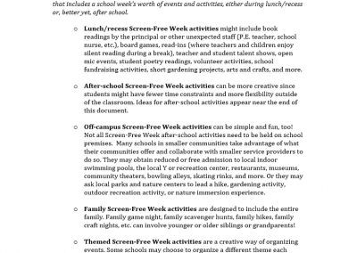 Resources for School Organizers - Screen-Free Week